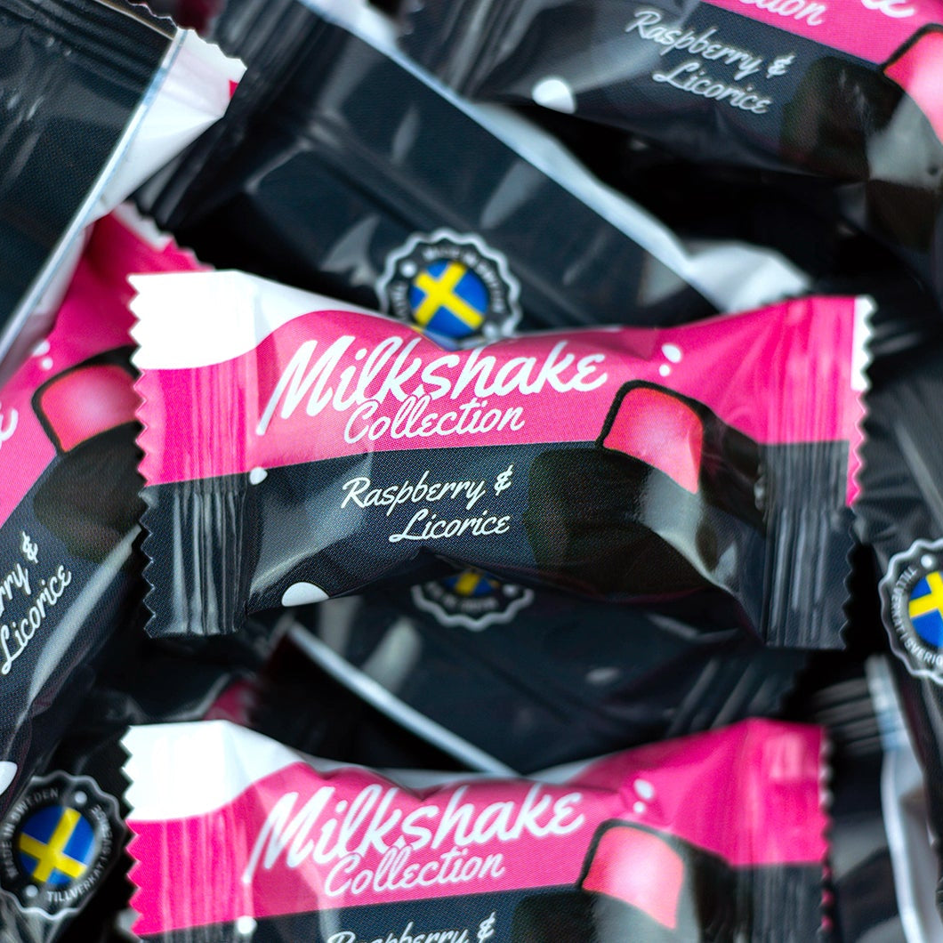 Milkshake Raspberry & Licorice 4.4lbs – Sweetish Wholesale